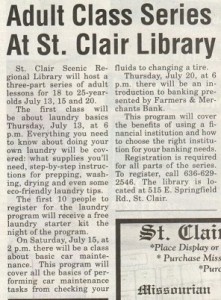 Adult class series at St. Clair Library – Scenicregional
